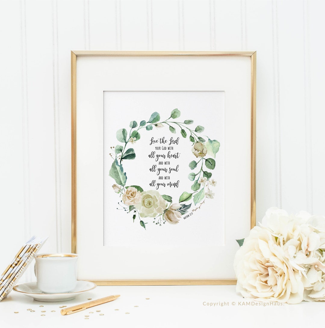 Matthew 22:37 Love the Lord Bible Verse Wall Art Printable - Etsy