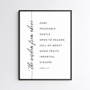 James 3:17 Wisdom Bible Verse Wall Art, Scripture Print Download ...