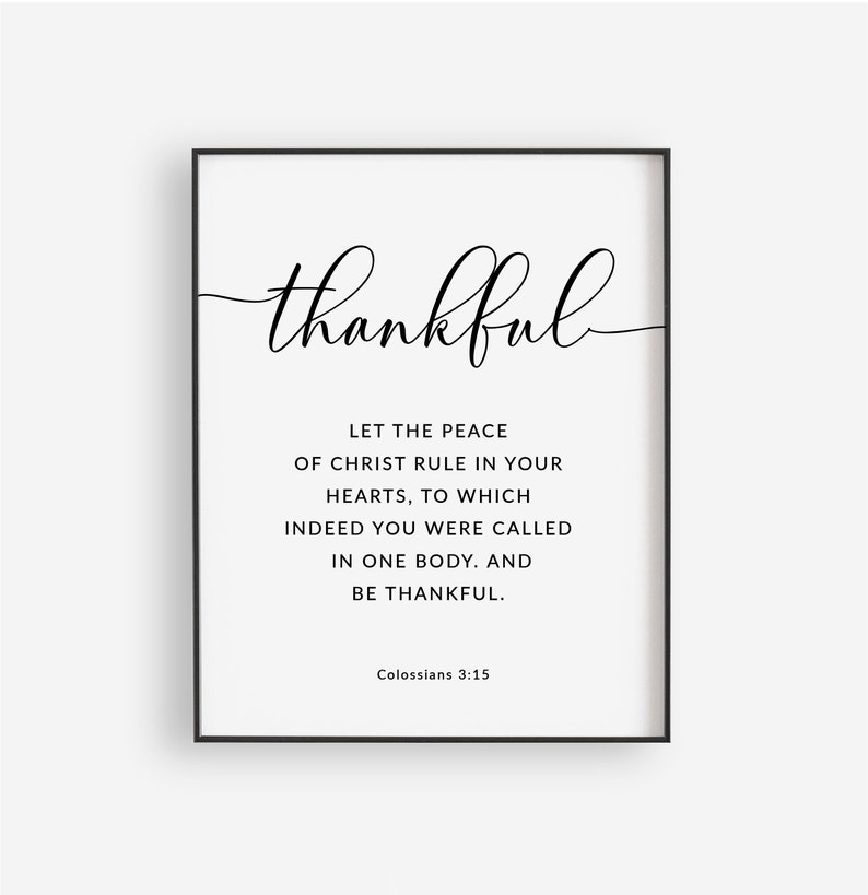 Thankful Grateful Blessed Bible Verse Printable Wall Art | Etsy
