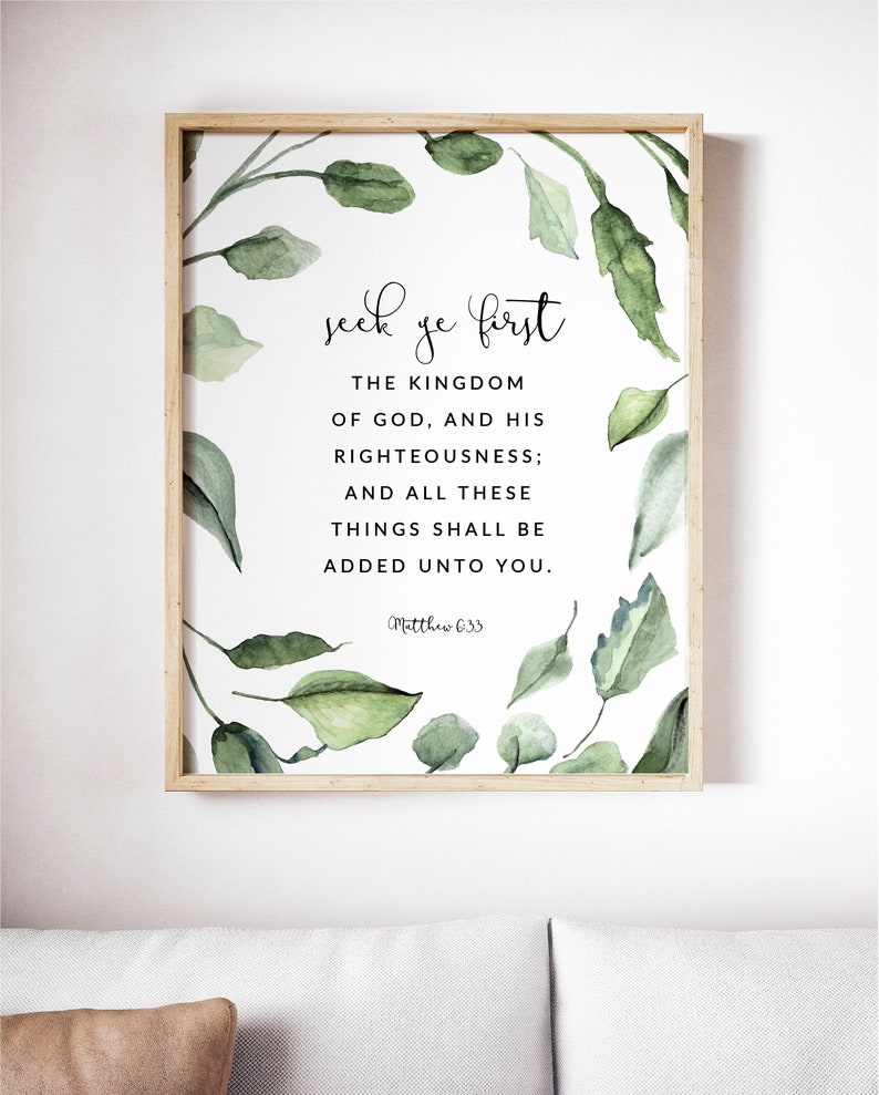 Matthew 6:33 KJV Seek Ye First His Kingdom Bible Verse | Etsy