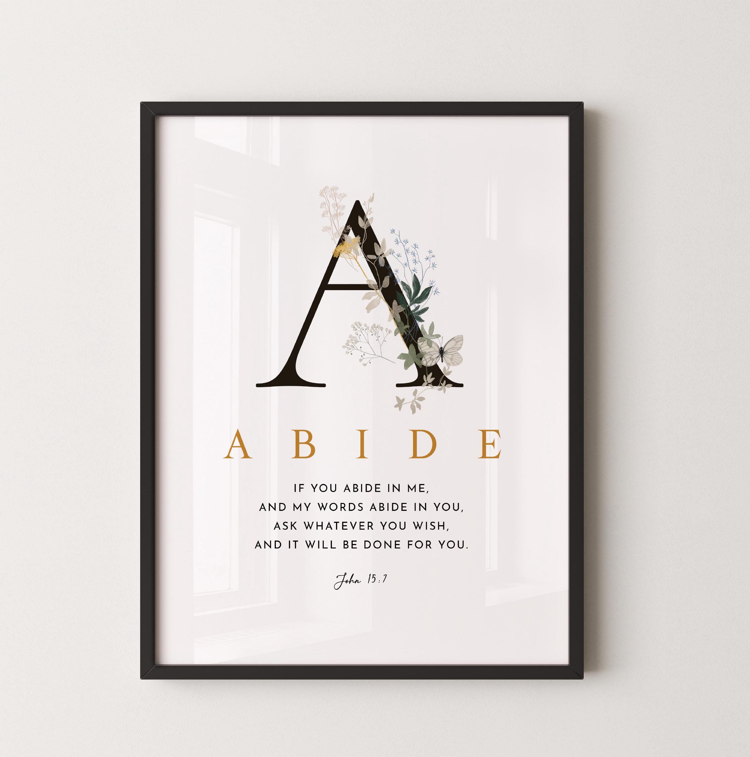 Abide, Christian Gallery Wall Art Set, John 15 Bible Verse Printable ...