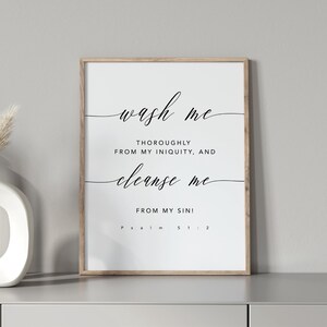 Psalm 51:2 ESV Wash Me Cleanse Me Scripture Wall Art, Printable Wall ...