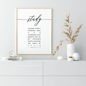2 Timothy 2:15 KJV Study Bible Verse Printable Wall Art, Christian ...