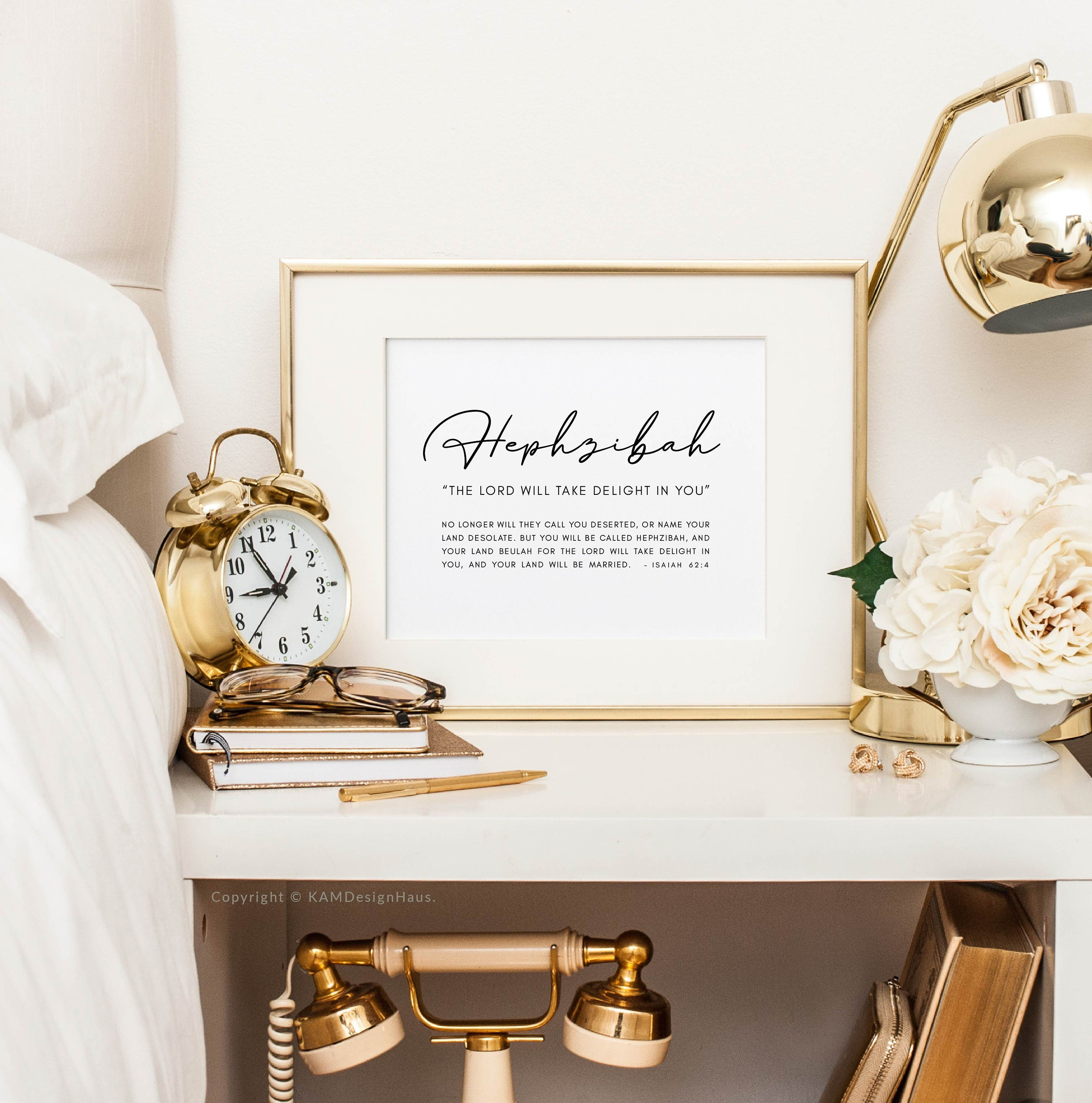 Hephzibah Scripture Wall Art, Horizontal Bible Verse Print Download ...