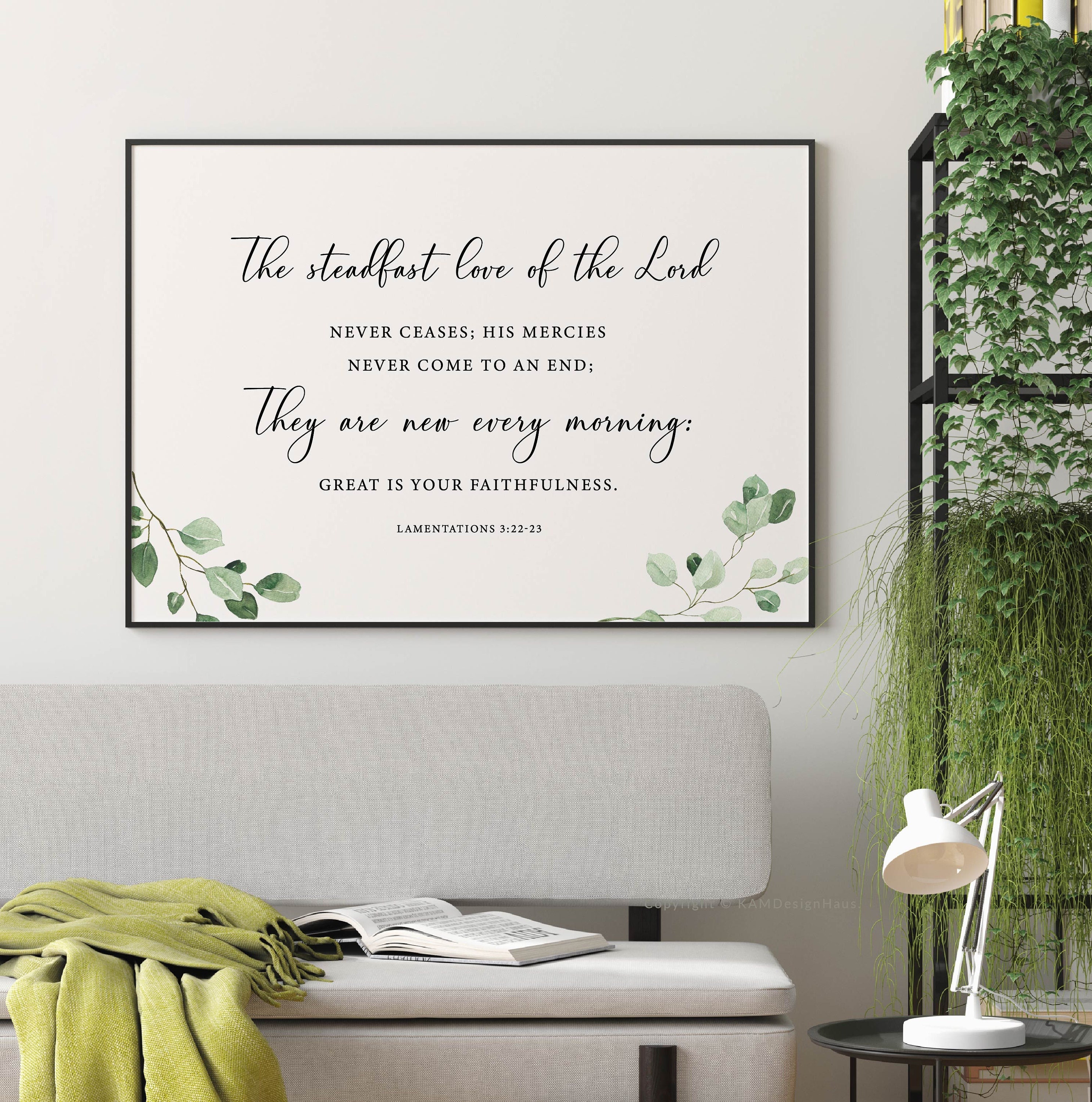 Lamentations 3:22-23 Great is Your Faithfulness Bible Verse Printable ...