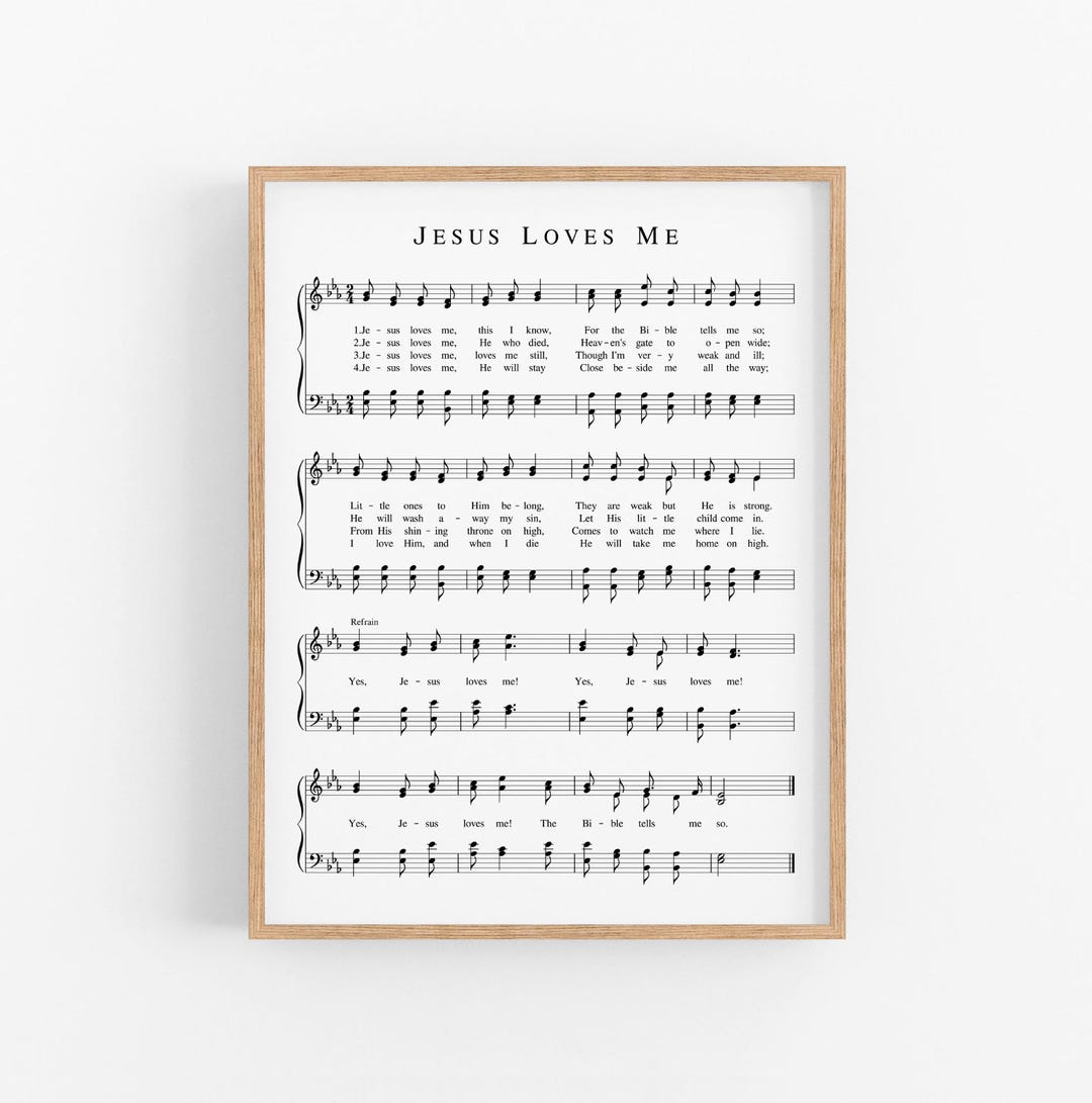 Jesus Loves Me, Hymn Sheet Music Wall Art, Hymn Wall Art, Printable ...