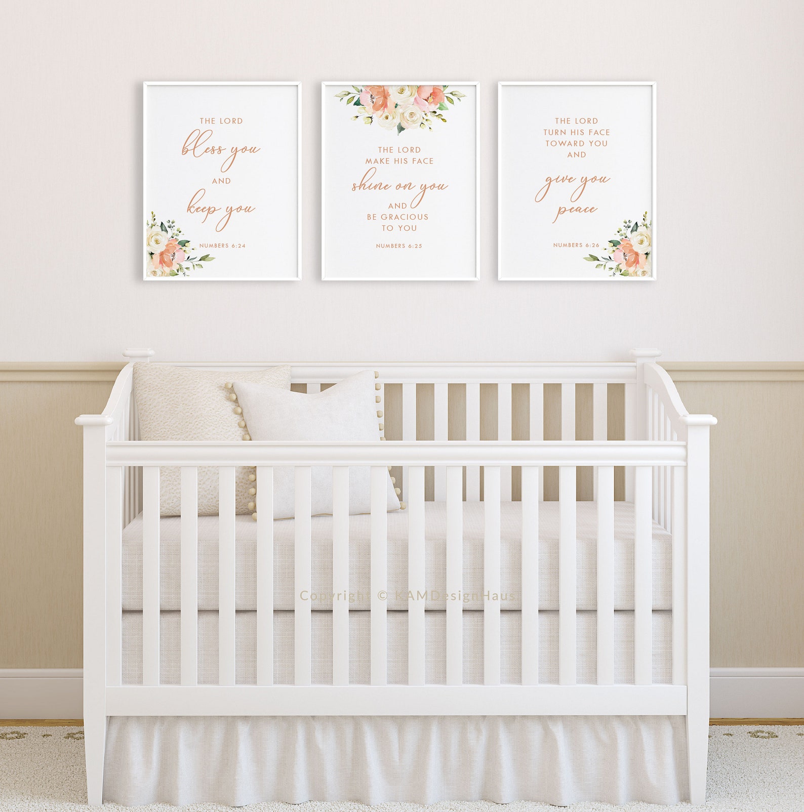 Numbers 6:24-26 Set of 3 Nursery Printable Wall Art Bible | Etsy