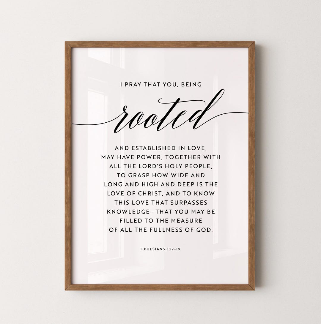 Rooted in Love | Ephesians 3:17-19 Bible Verse Wall Art - Modern ...