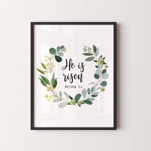 Matthew 28:6 Easter Bible Verse Print, Printable Wall Art, Easter Card ...