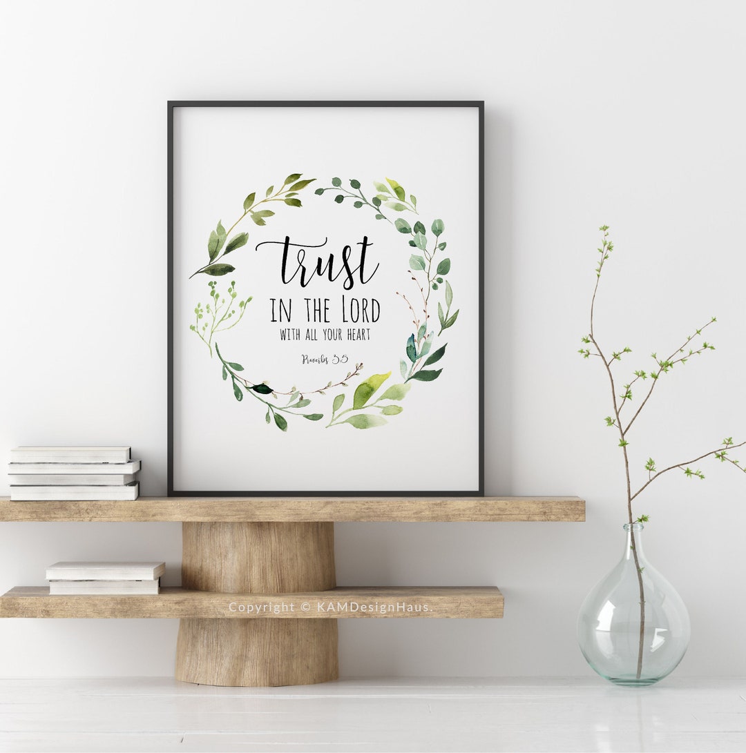Proverbs 3:5 Trust in the Lord Bible Verse Wall Art Printable - Etsy