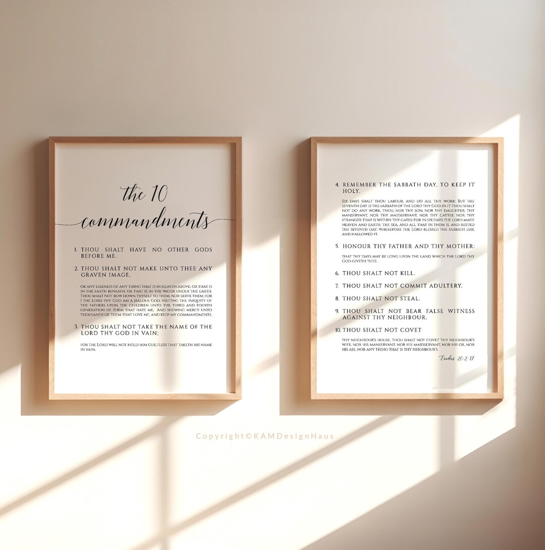 The Ten Commandments Exodus 20:2-17 Bible Verse Wall Art, Printable ...