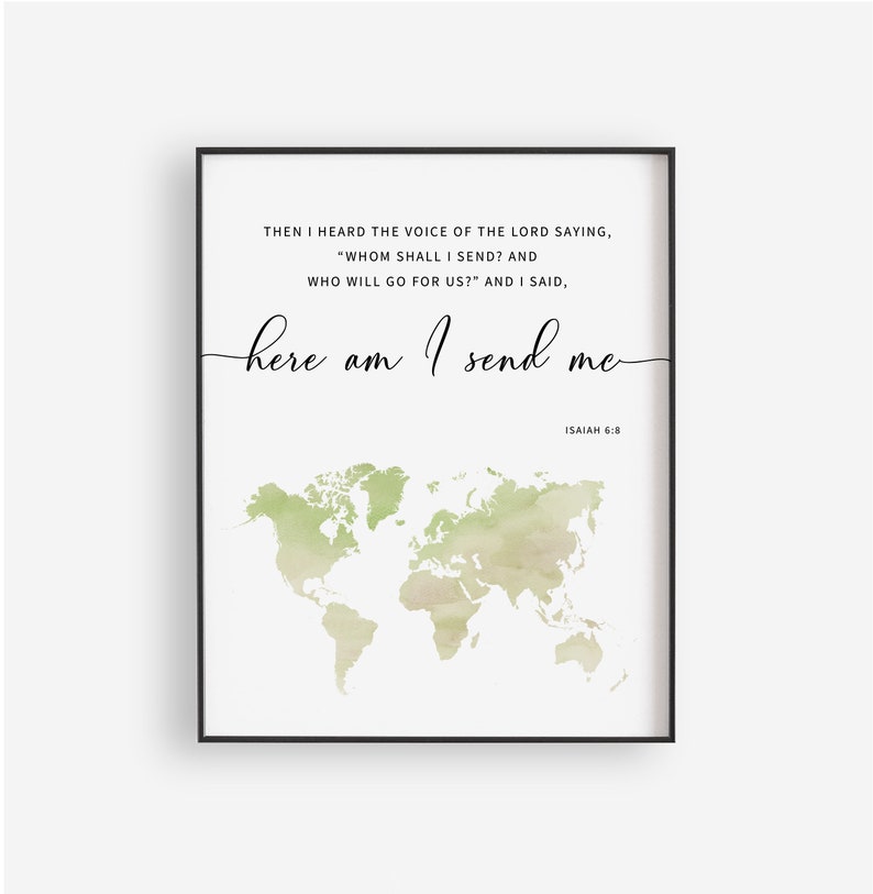 Isaiah 6:8 Set of 3 World Map Wall Art Bible Verse Printable - Etsy