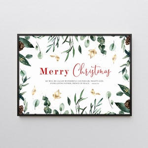 Merry Christmas Bible Verse Wall Art Christmas Card Download - Etsy