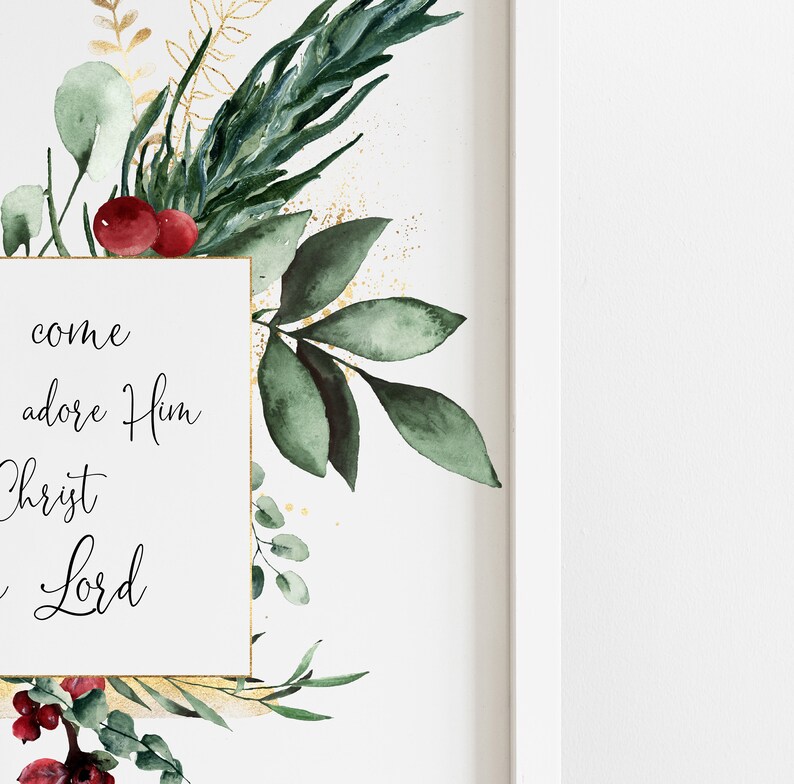 O Come Let Us Adore Him Bible Verse Card Download, Christmas Printables ...