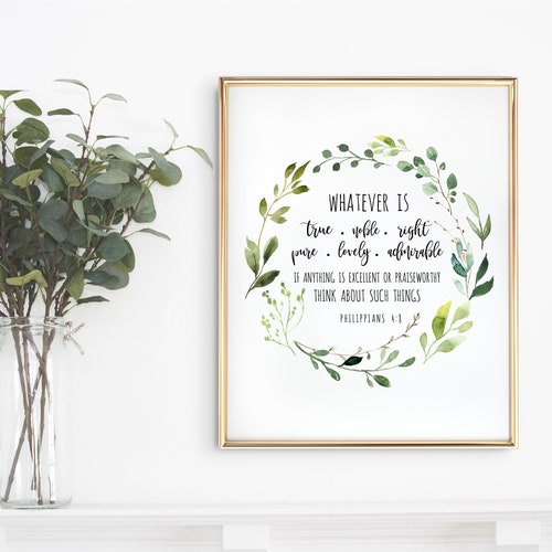 Philippians 4:8 Whatever is True Printable Wall Art Scripture - Etsy