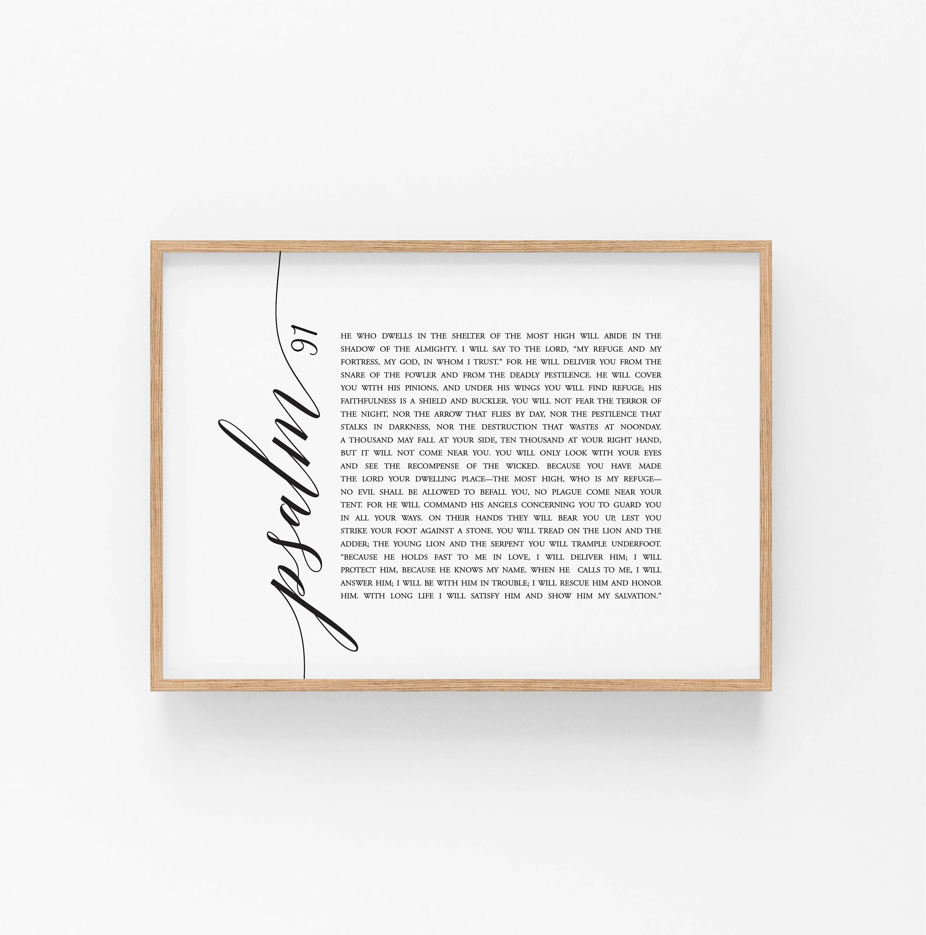Psalm 91 Scripture Printable Wall Art Bible Verse Print | Etsy
