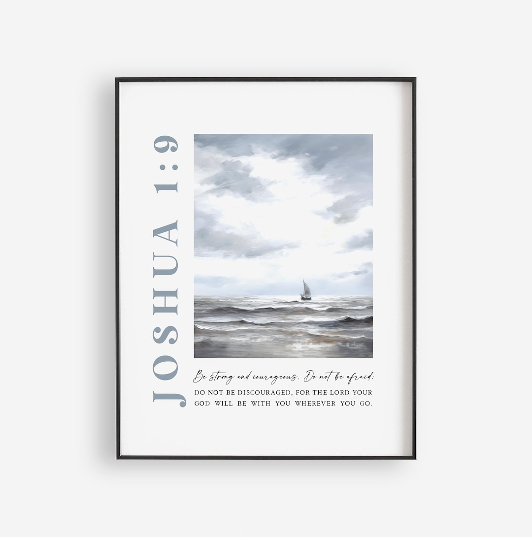 Joshua 1:9 Bible Verse Wall Art, Printable Wall Art, Vintage Christian ...
