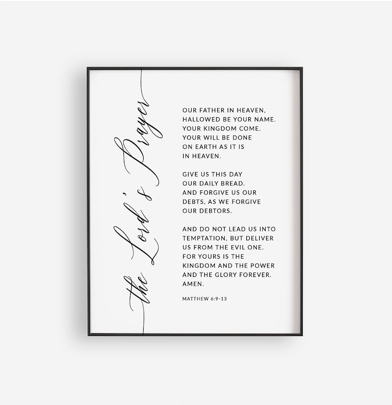 The Lord's Prayer NKJV Matthew 6:9-13 Bible Verse - Etsy