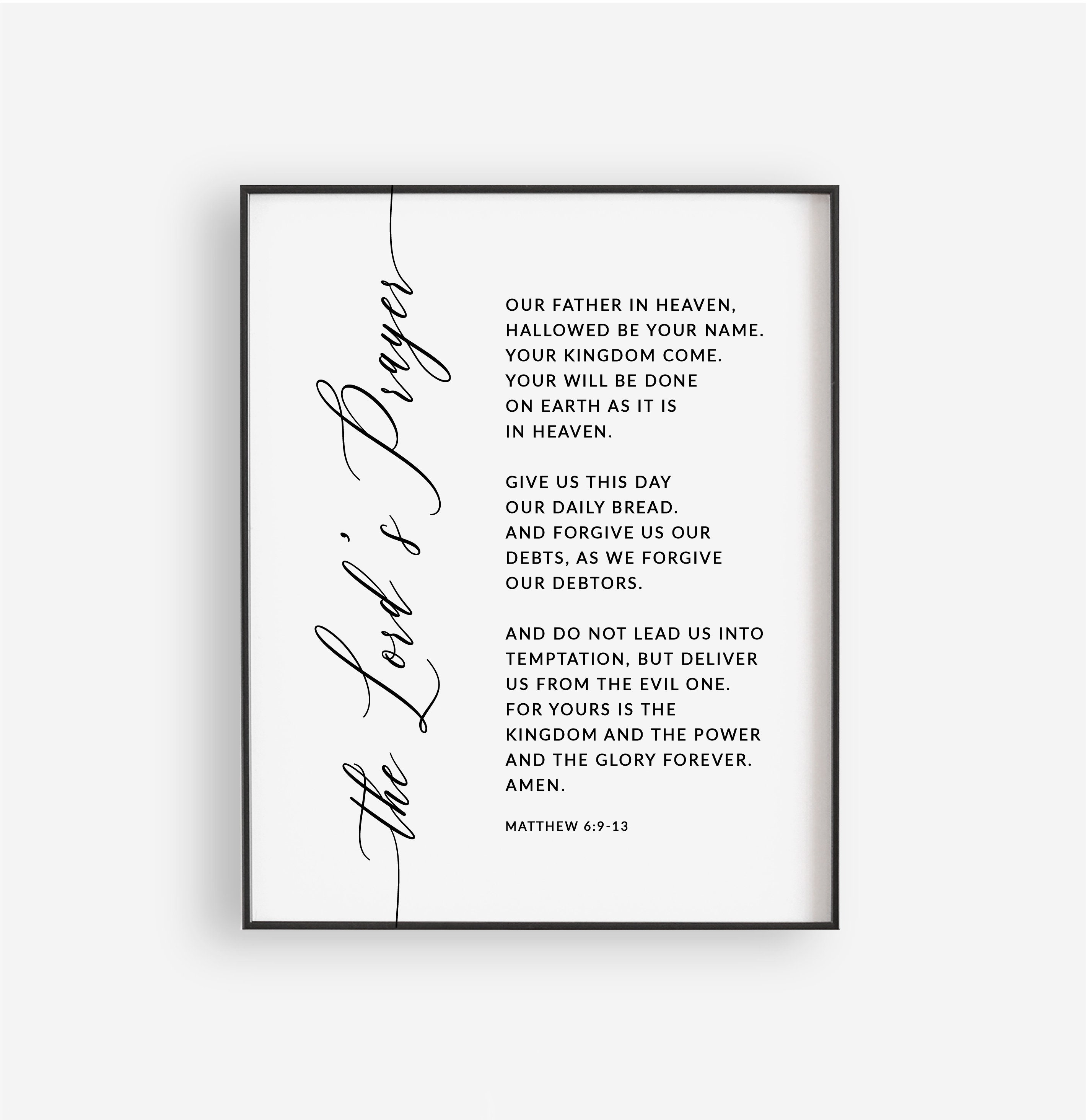 The Lord's Prayer NKJV Matthew 6:9-13 Bible Verse - Etsy