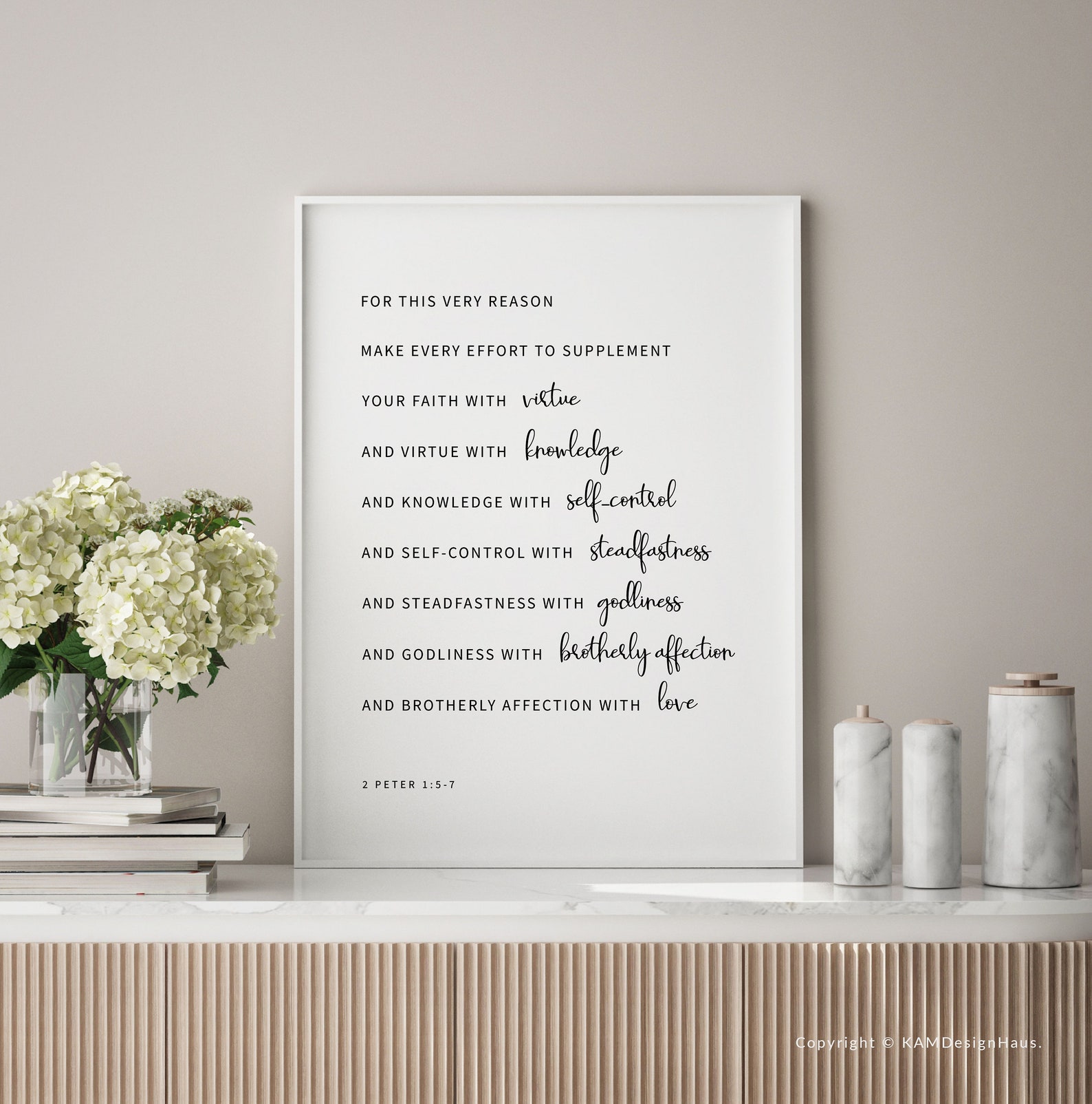 2 Peter 1:5-7 Bible Verse Wall Art, Printable Wall Art, Christian Wall ...