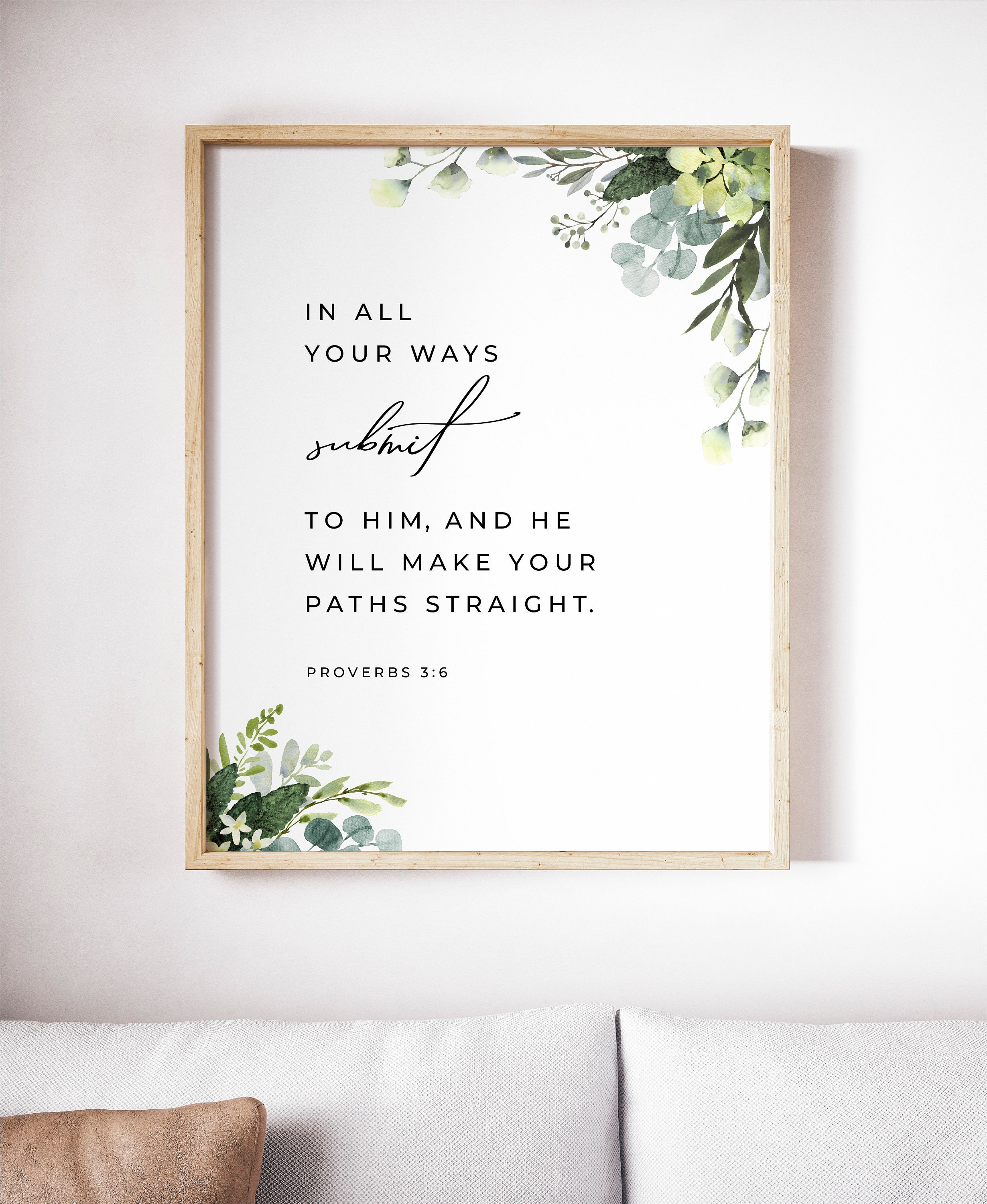 Proverbs 3:5-6 Trust in the Lord Bible Verse Wall Art, Printable Wall ...