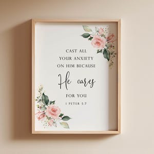 1 Peter 5:7 He Cares for You Bible Verse Print, Scripture Printable ...