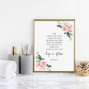 Jeremiah 29:11 For I Know The Plans Bible Verse Printable Wall | Etsy