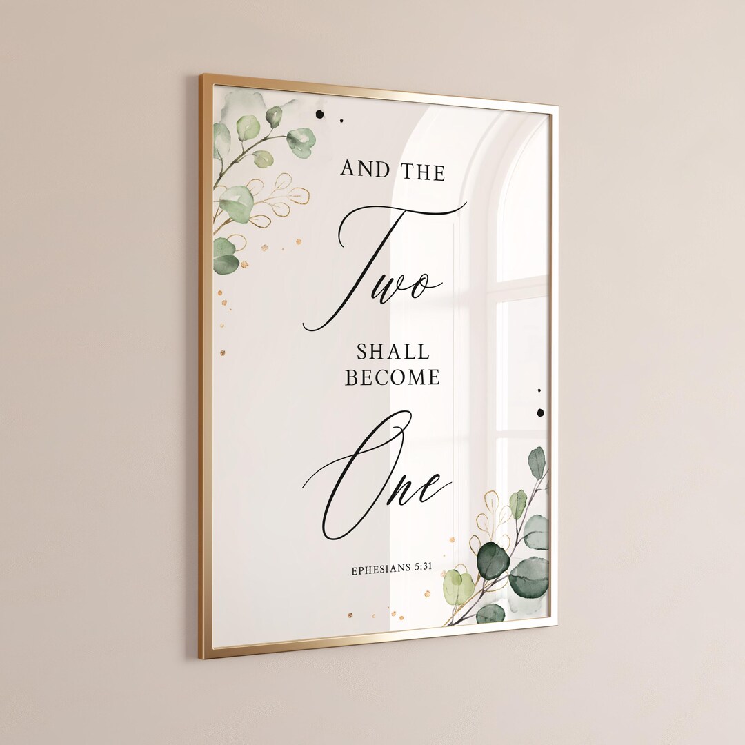 Ephesians 5:31 Two Shall Become One Bible Verse Printable Wall Art ...