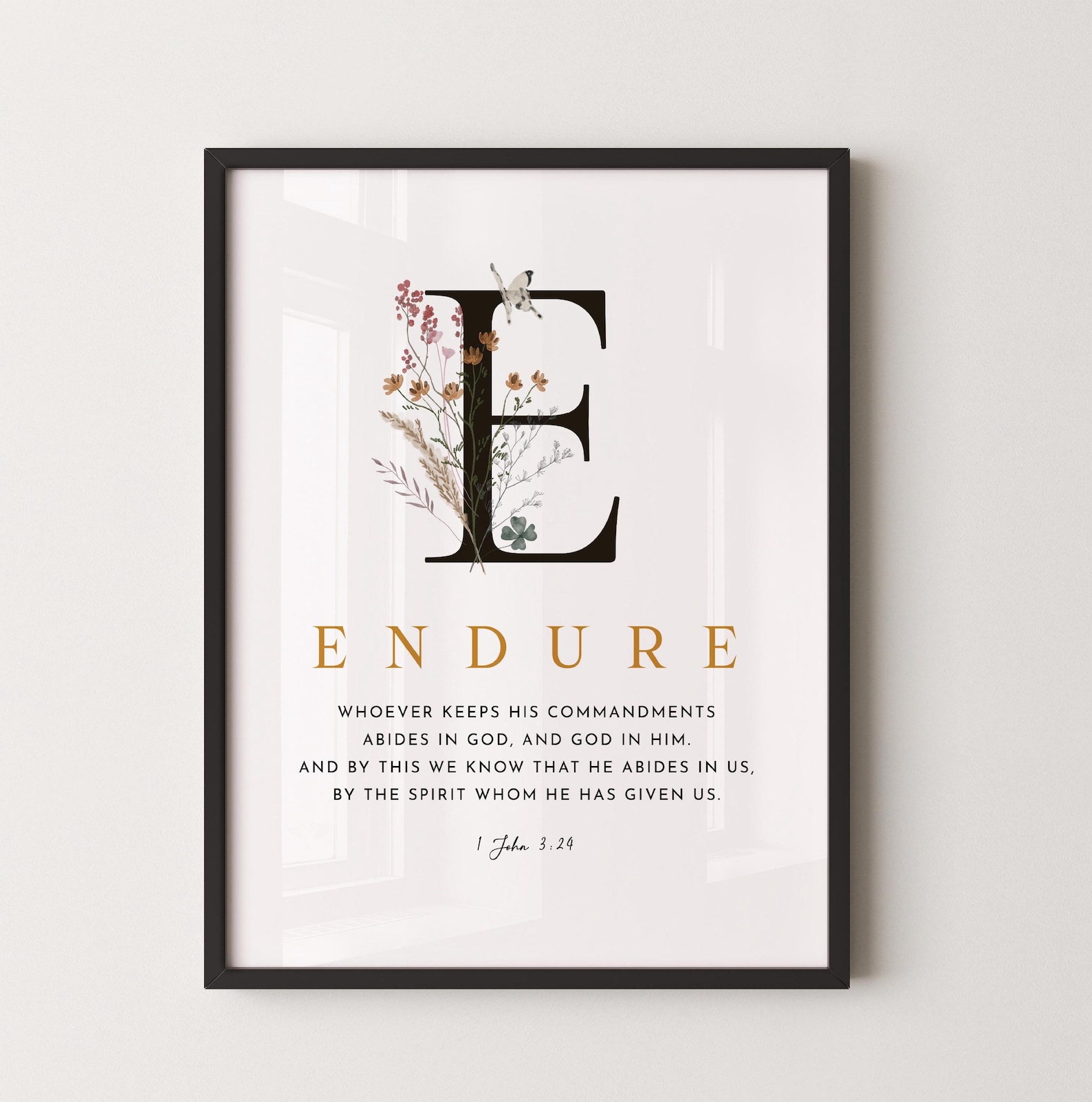 Abide, Christian Gallery Wall Art Set, John 15 Bible Verse Printable ...