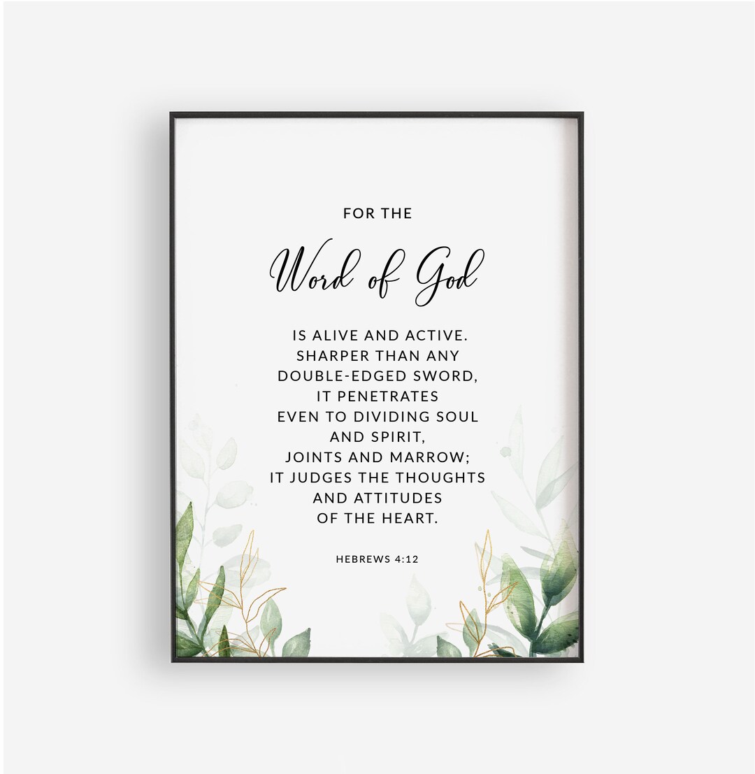 Hebrews 4:12 the Word of God Bible Verse Wall Art, Printable Wall Art ...