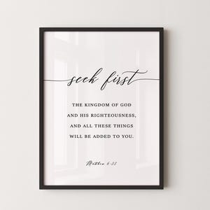 Matthew 6:33 Seek First Bible Verse Wall Art, Printable Wall Art ...