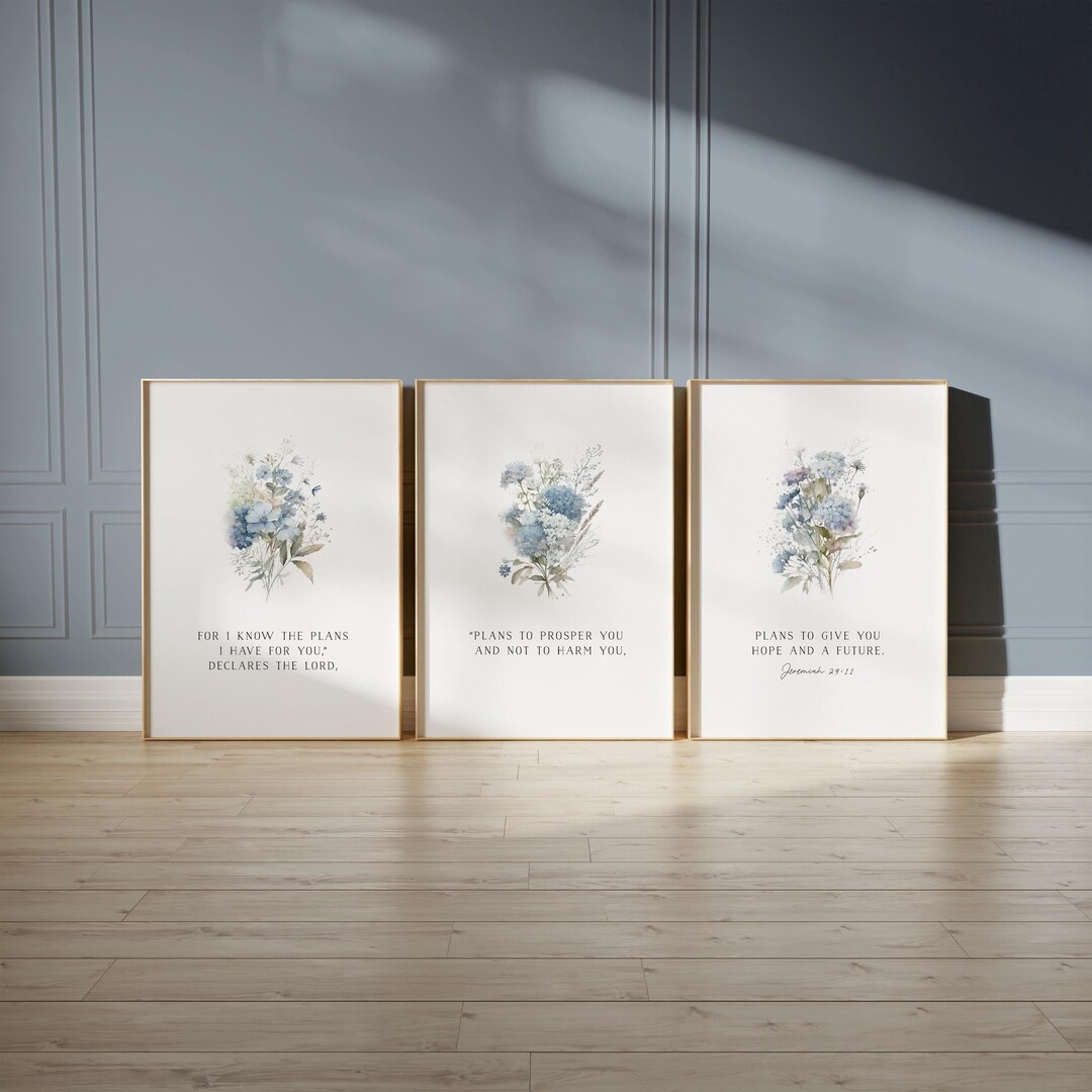 Jeremiah 29:11 Floral Bible Verse Wall Art, Printable Wall Art ...