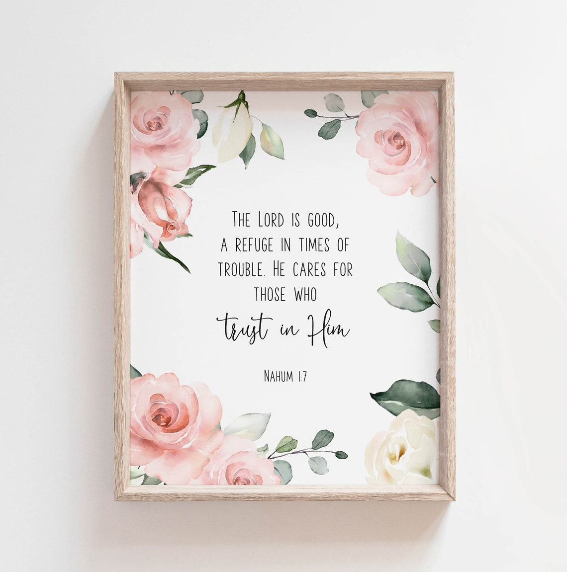 Nahum 1:7 He Cares Bible Verse Wall Art Scripture Printables | Etsy