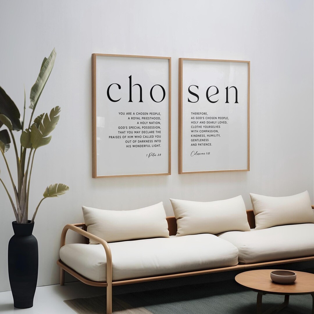 Chosen Bible Verse Wall Art, Set of 2 Scripture Printables, 1 Peter 2:9 ...