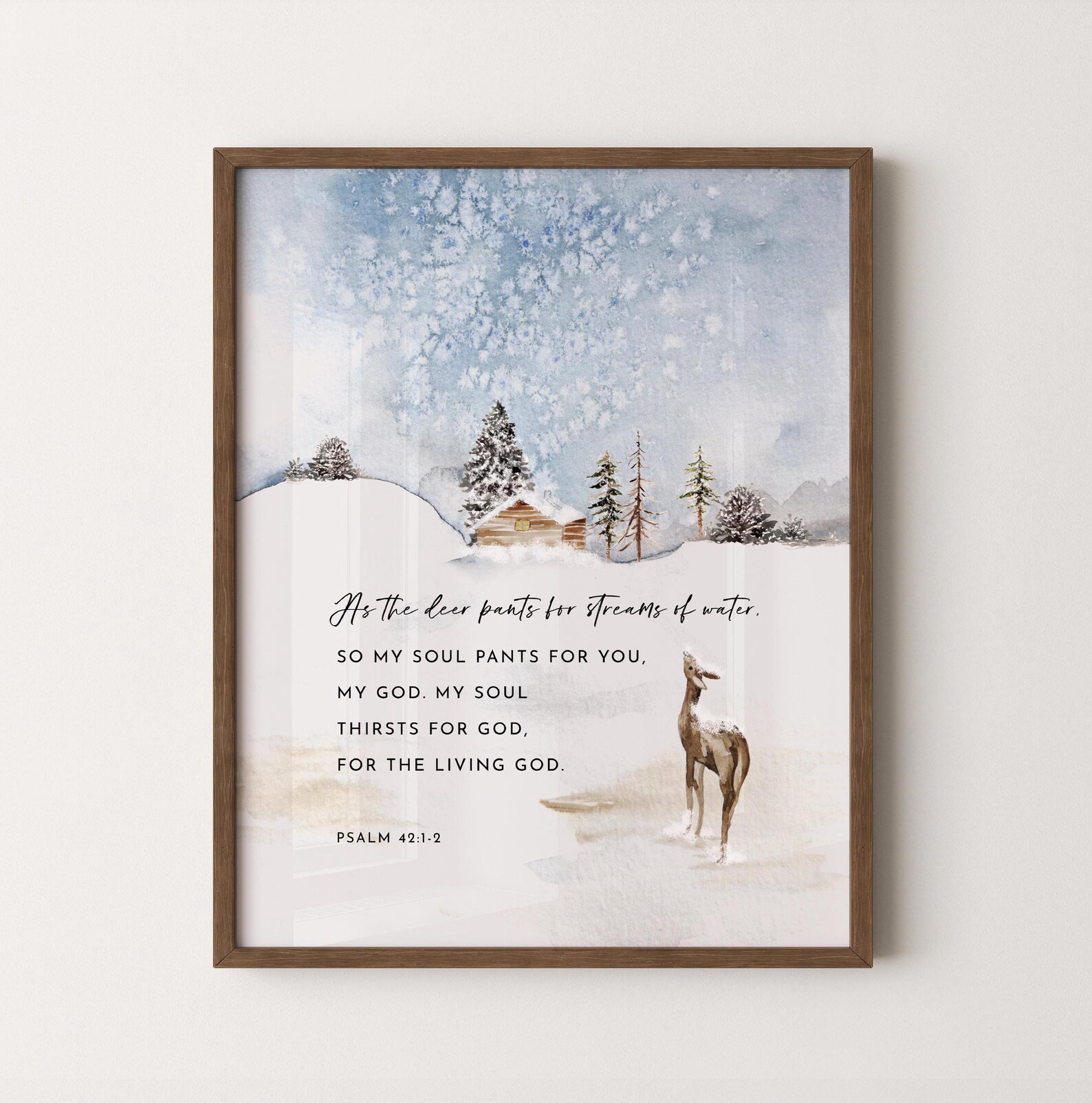 Psalm 42:1-2 Winter Bible Verse Printable Wall Art, Winter Scripture ...