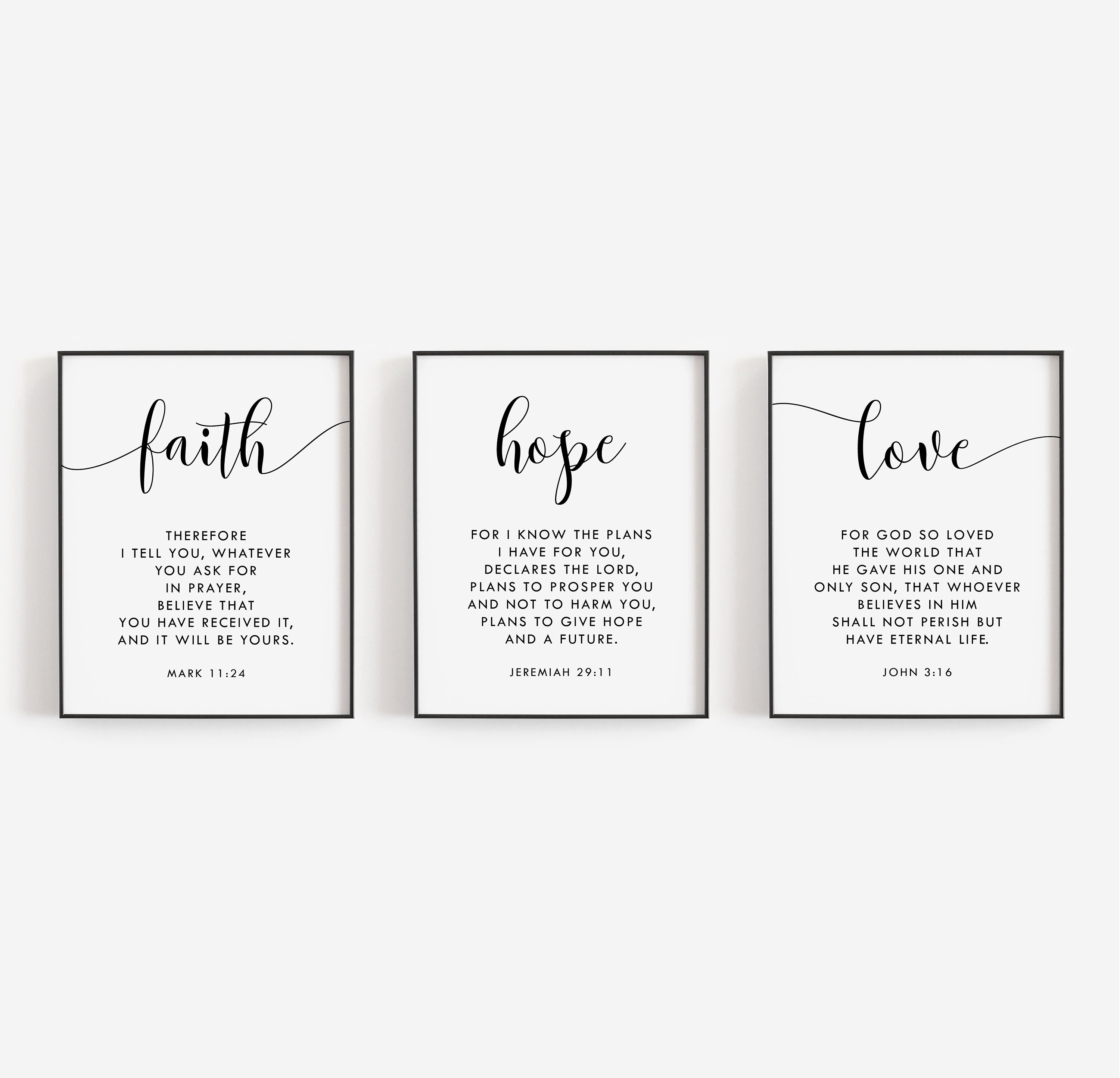 Faith Hope Love a Set of 3 Bible Verse Printable Wall Art | Etsy