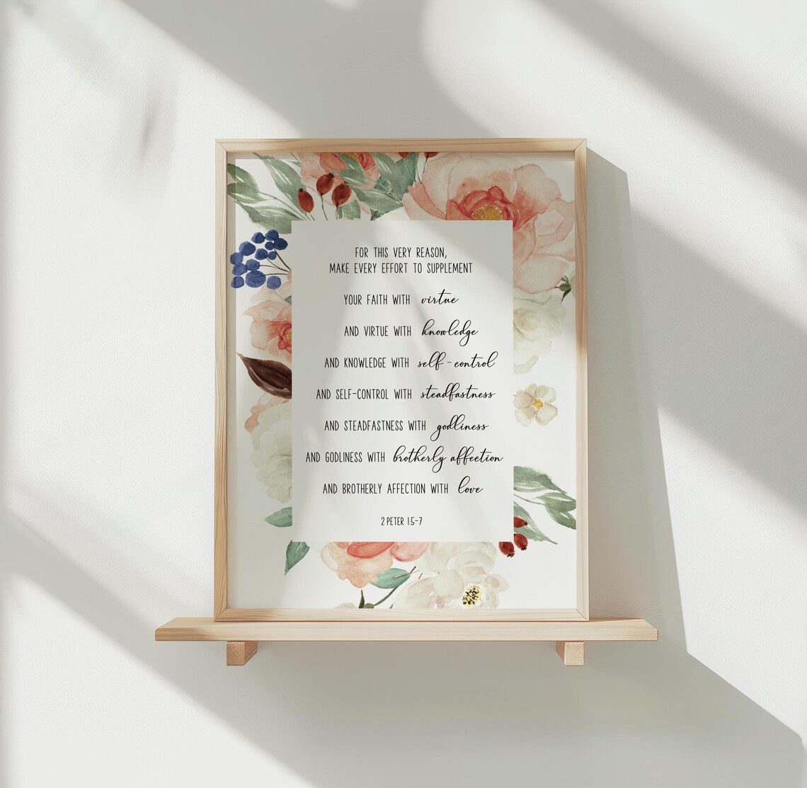 2 Peter 1:5-7 Make Every Effort Bible Verse Wall Art, Printable Wall ...