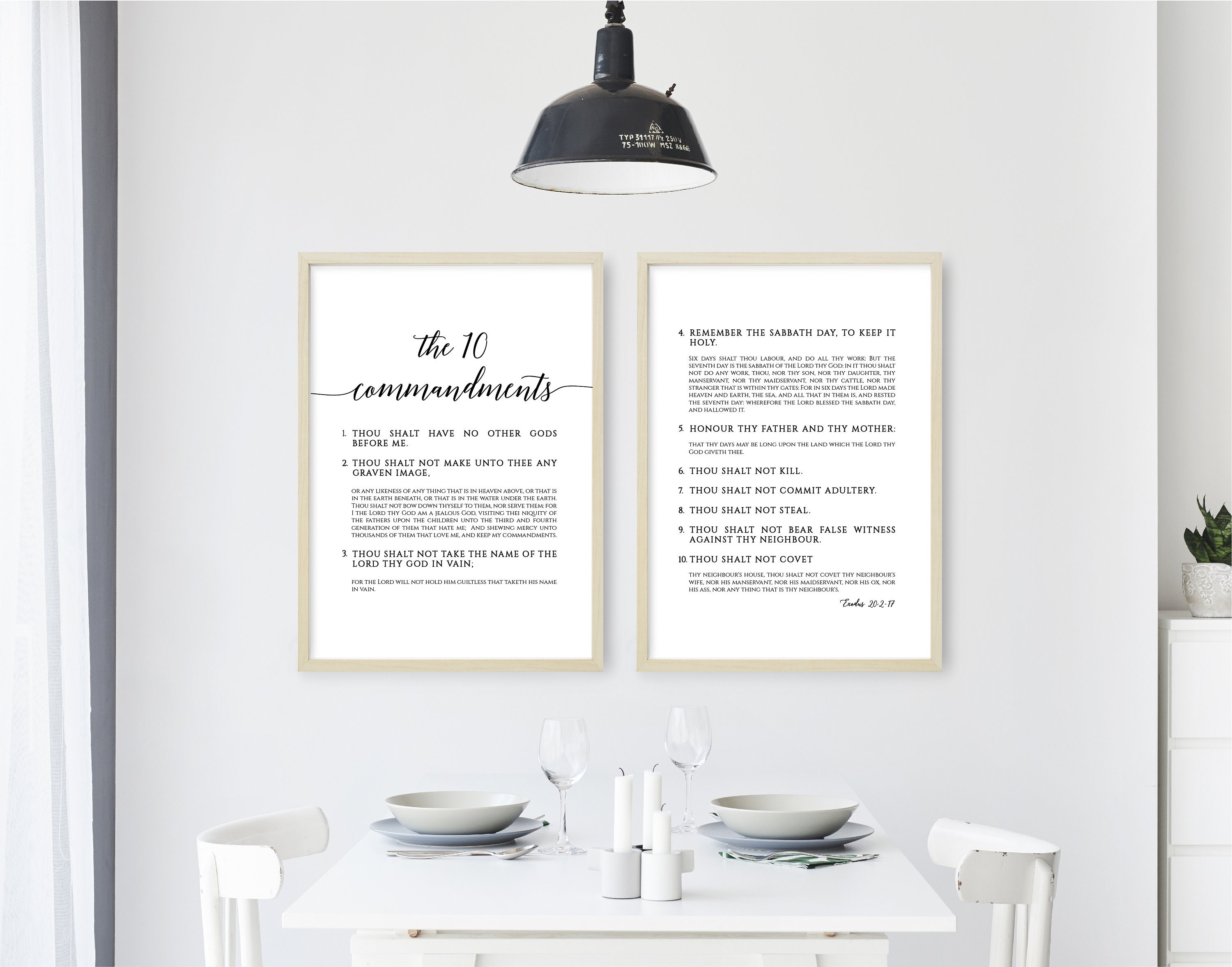 The Ten Commandments Exodus 20:2-17 Bible Verse Wall Art | Etsy