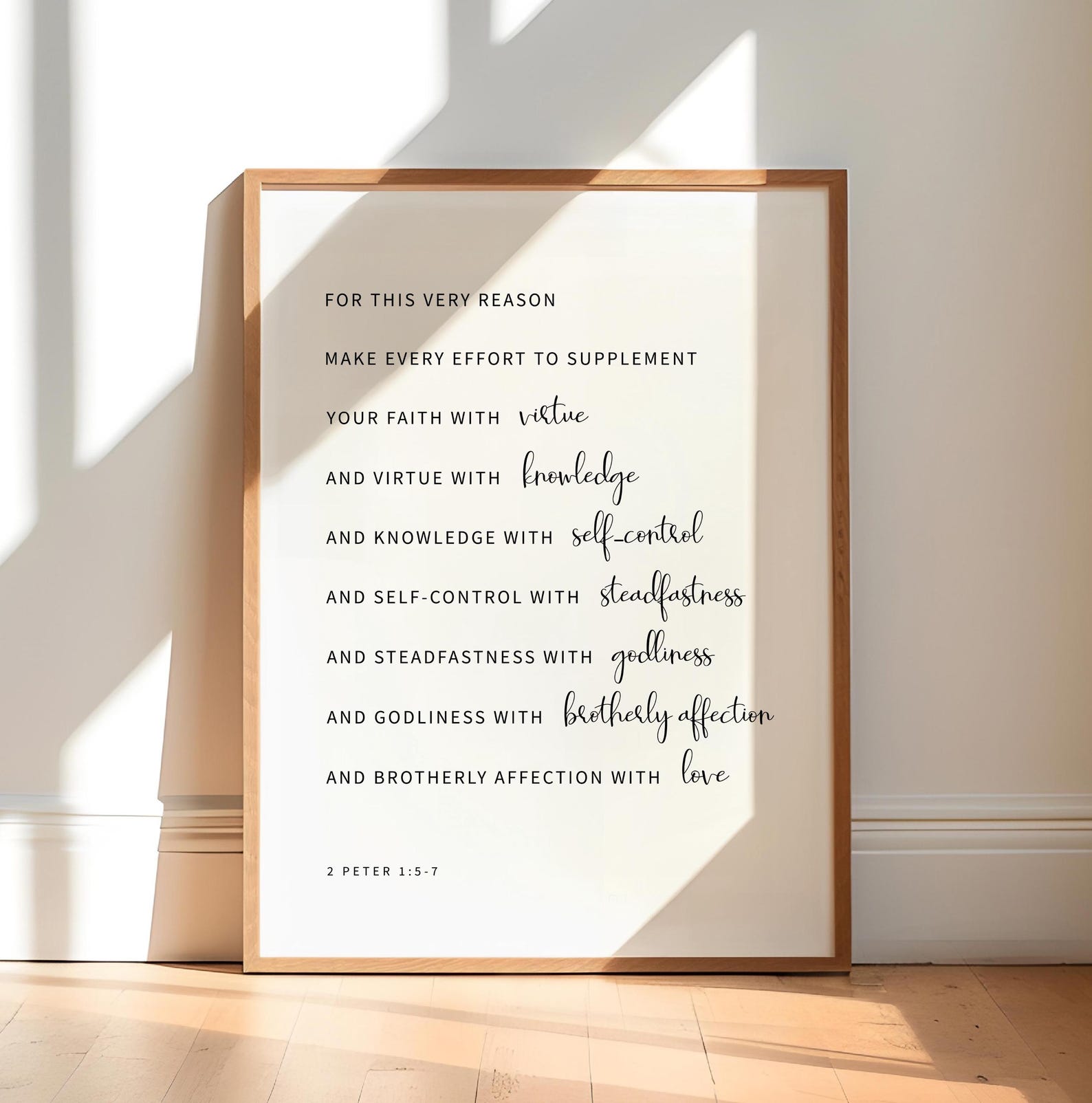2 Peter 1:5-7 Bible Verse Wall Art, Printable Wall Art, Christian Wall ...