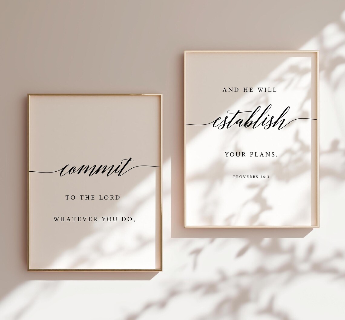 Proverbs 16:3 Commit to the Lord Bible Verse Wall Art, Printable Wall ...