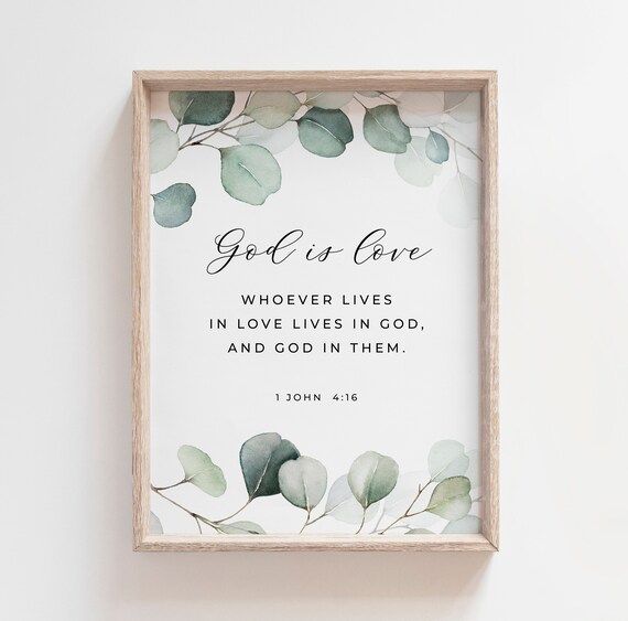 1 John 4:16 God is Love Bible Verse Wall Art Downloadable - Etsy
