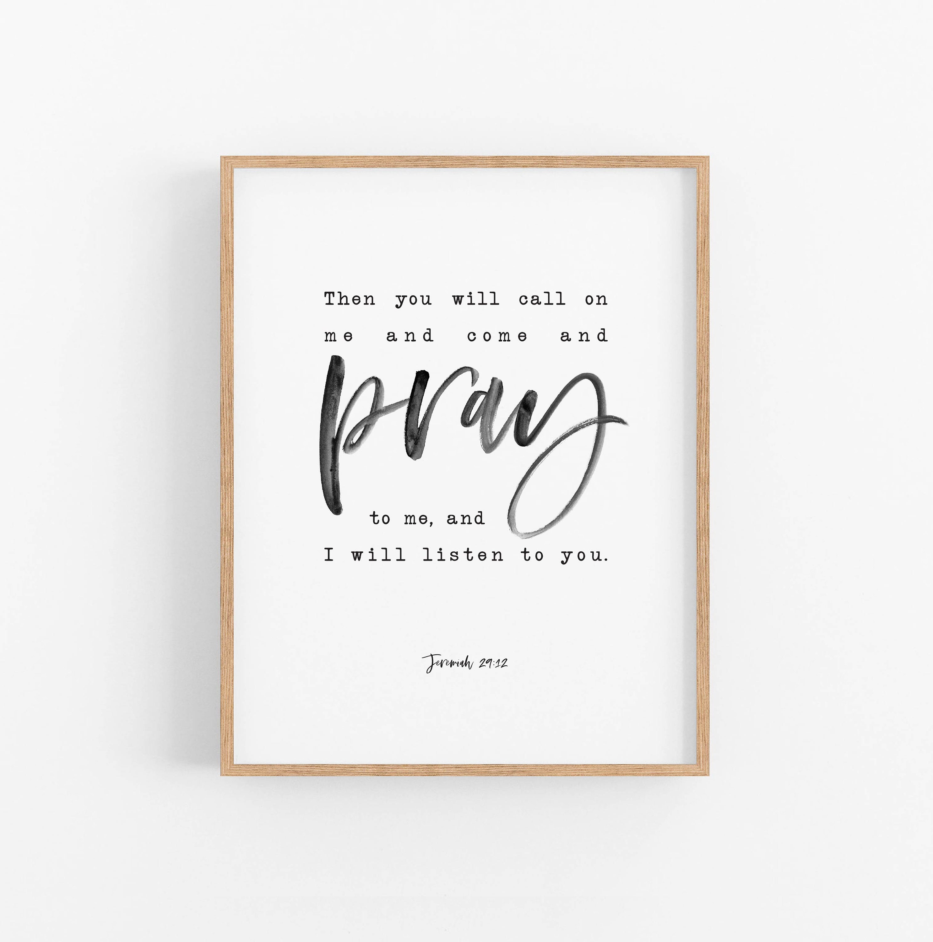 Jeremiah 29:12 Pray Bible Verse Wall Art Scripture Print | Etsy