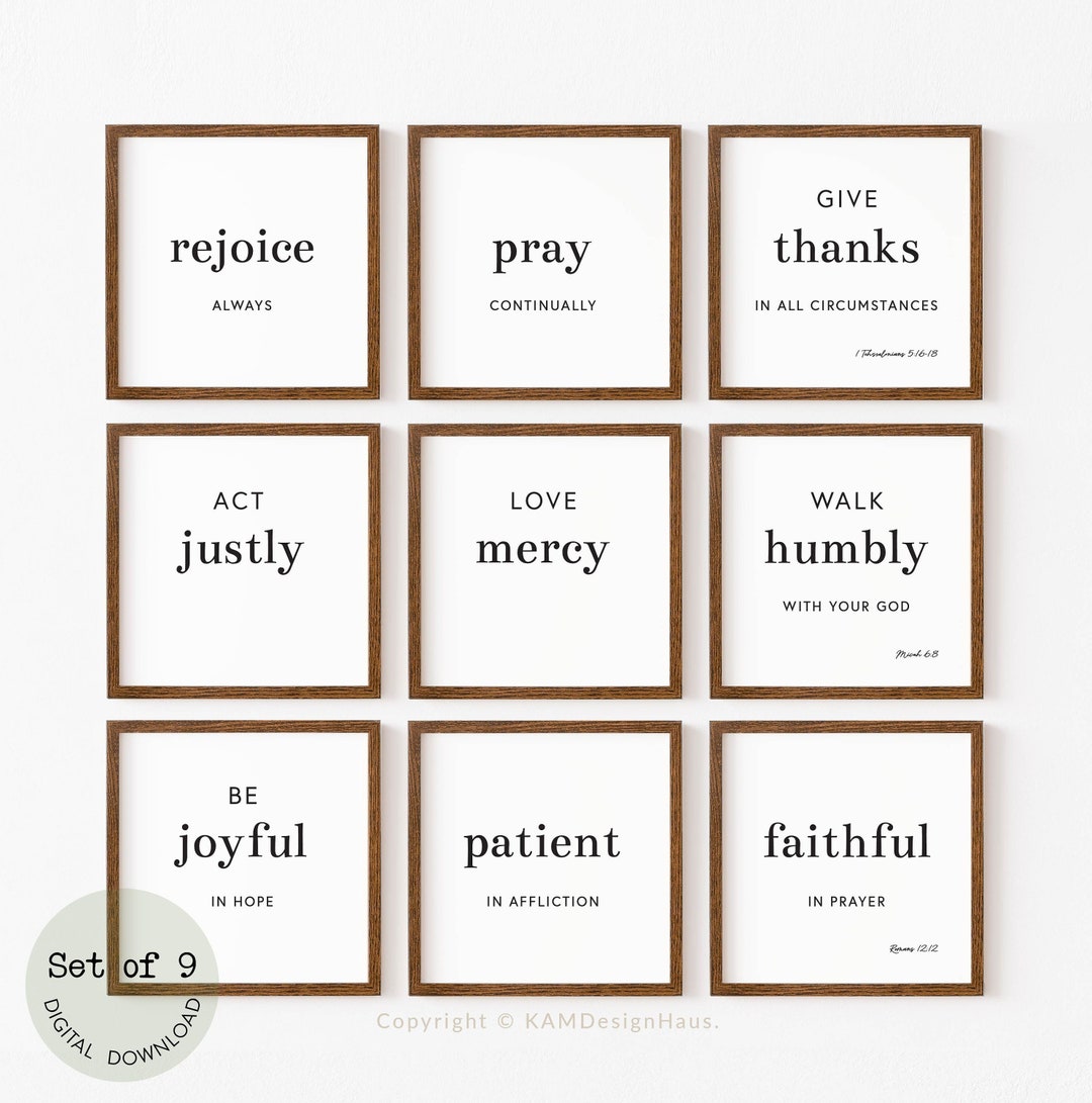 Set of 9 Bible Verse Bundle, Printable Wall Art, Bible Verse Wall Art ...