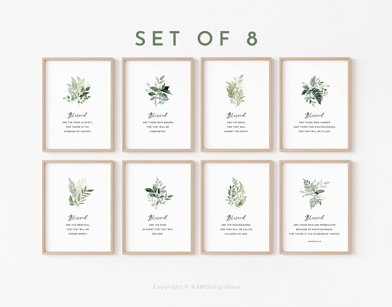 Matthew 5:3-10 the Beatitudes Bundle Bible Verse Wall Art - Etsy