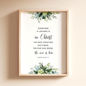 2 Corinthians 5:17 New Creation Bible Verse Printable Wall Art ...