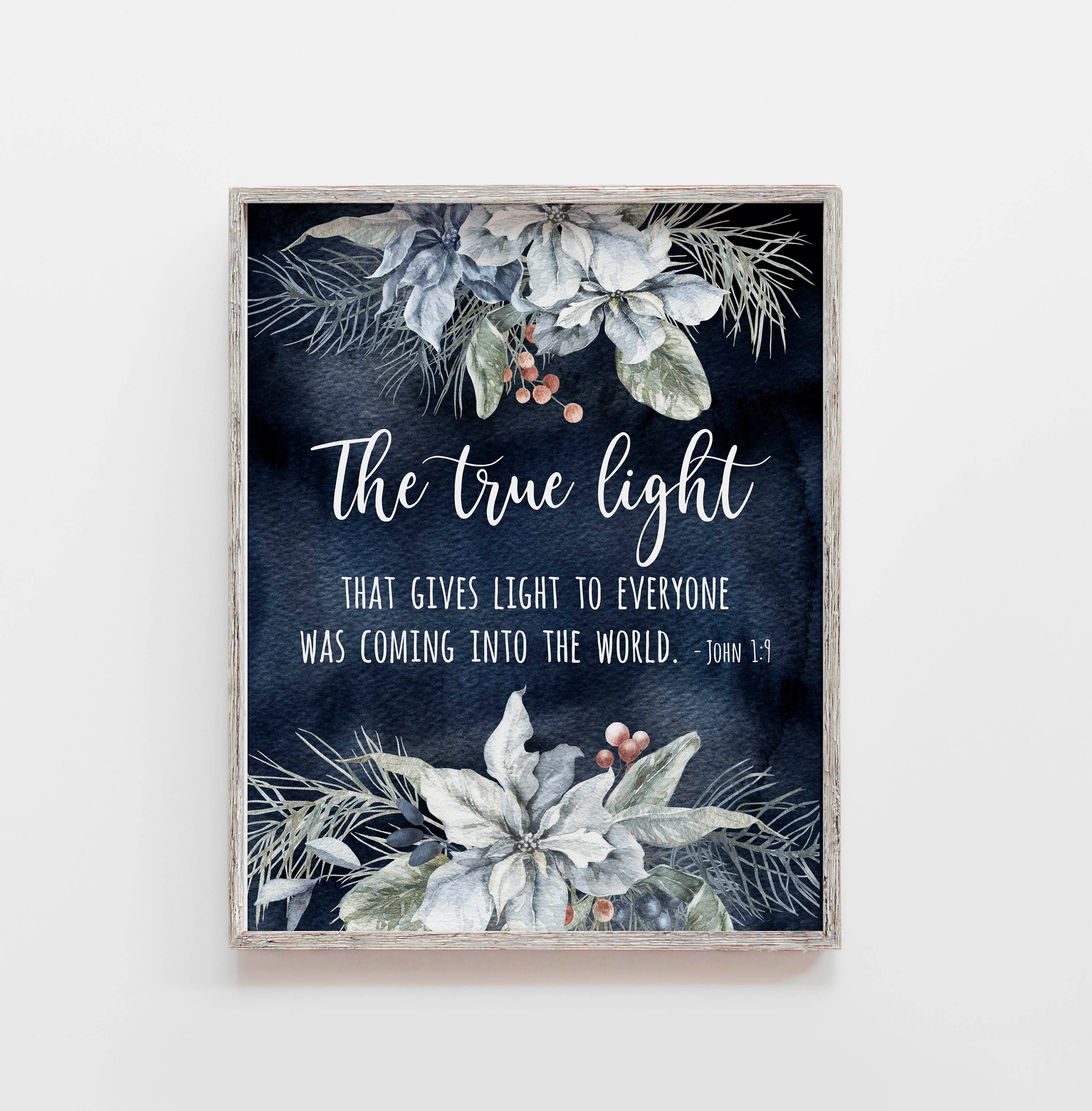 John 1:9 the True Light Christmas Printables Christmas Card - Etsy