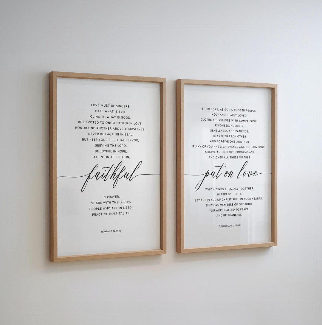 Colossians 3:12-15 Set of 2 Bible Verse Wall Art, Scripture Print ...