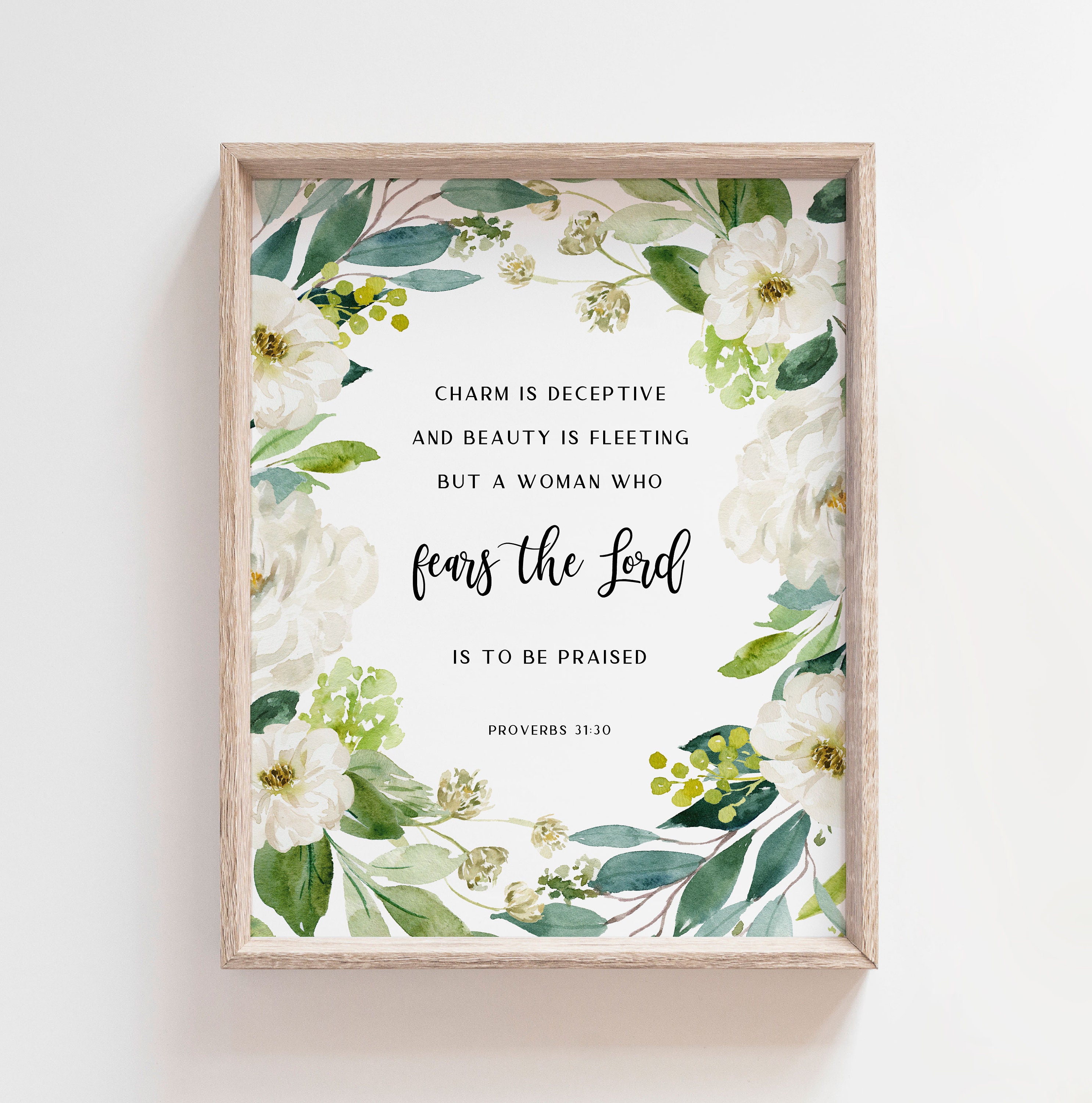 Proverbs 31:30 Bible Verse Wall Art Printable Wall Art Gift - Etsy