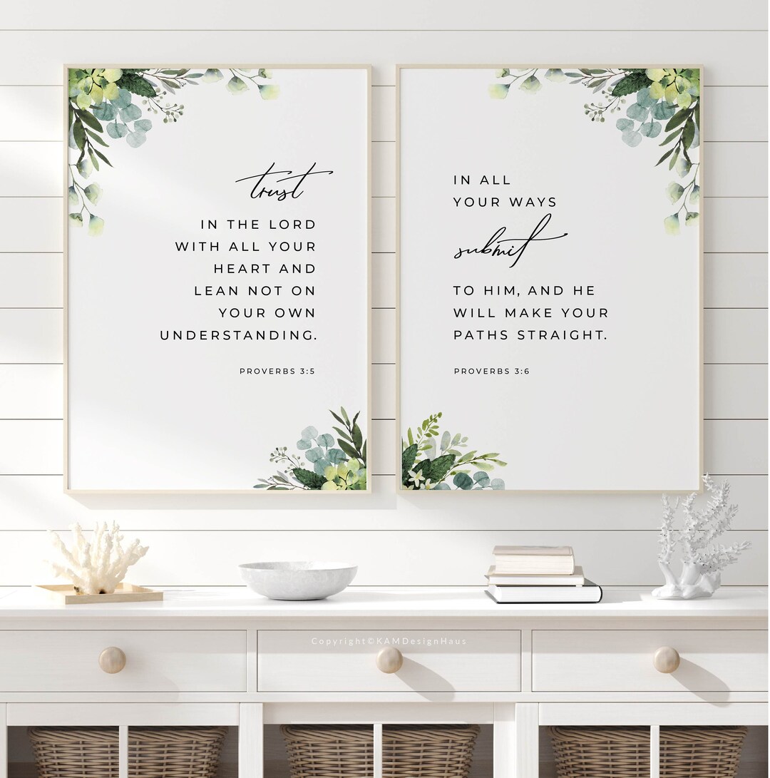 Proverbs 3:5-6 Trust in the Lord Bible Verse Wall Art, Printable Wall ...