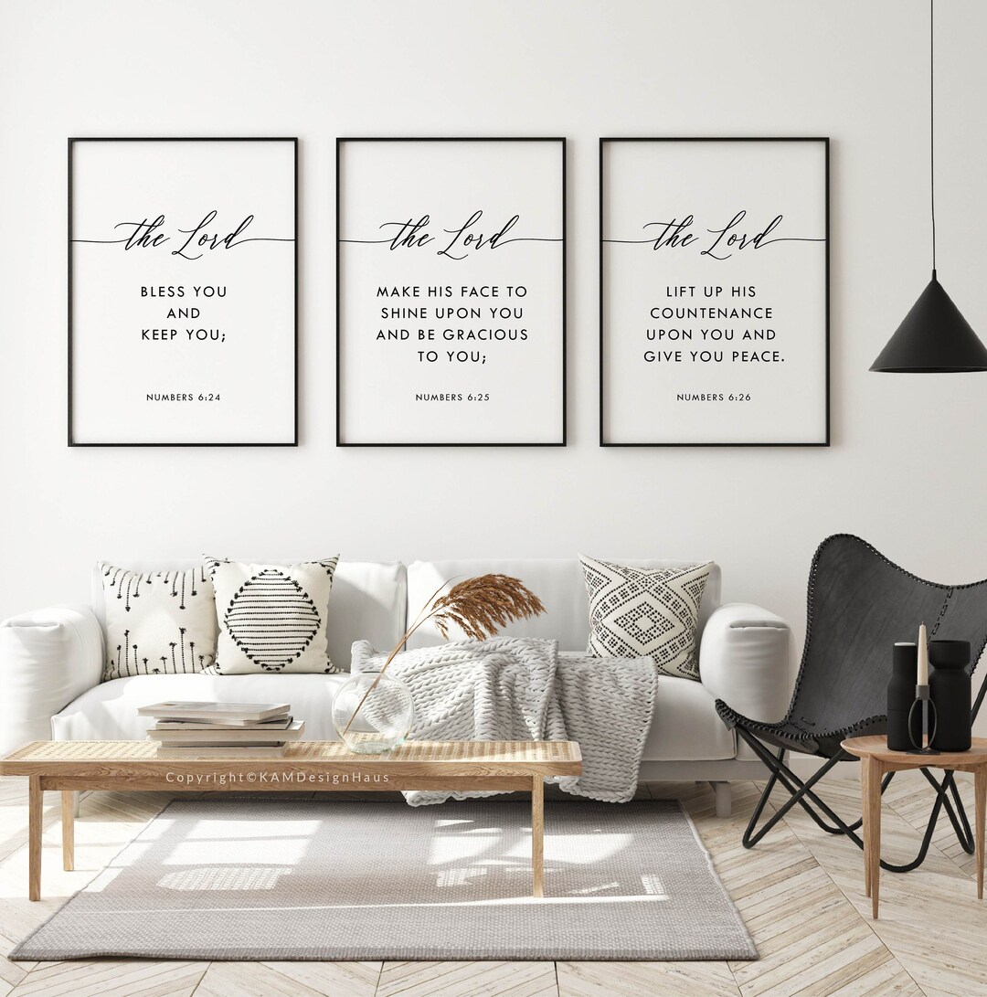 Set of 3 Bible Verse Wall Art, Printable Scripture, Numbers 6:24 Poster ...